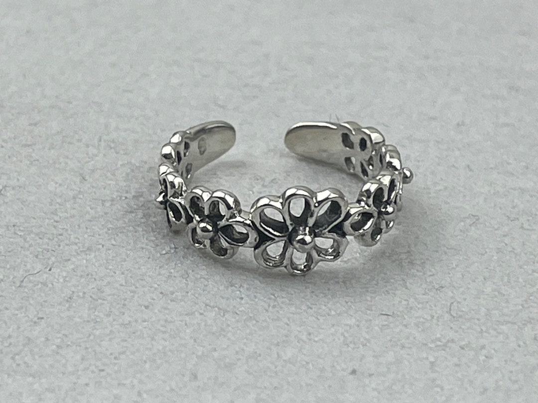 Flower Toe Ring Sterling Silver Toe Ring Adjustable Toe Ring - Etsy