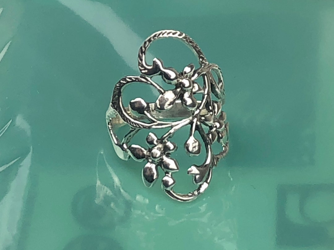 Large Flower Ring 925 Sterling Silver Ring - Etsy