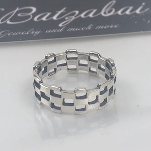 Checkered Ring 925 Sterling Silver Ring Checkered Band - Etsy