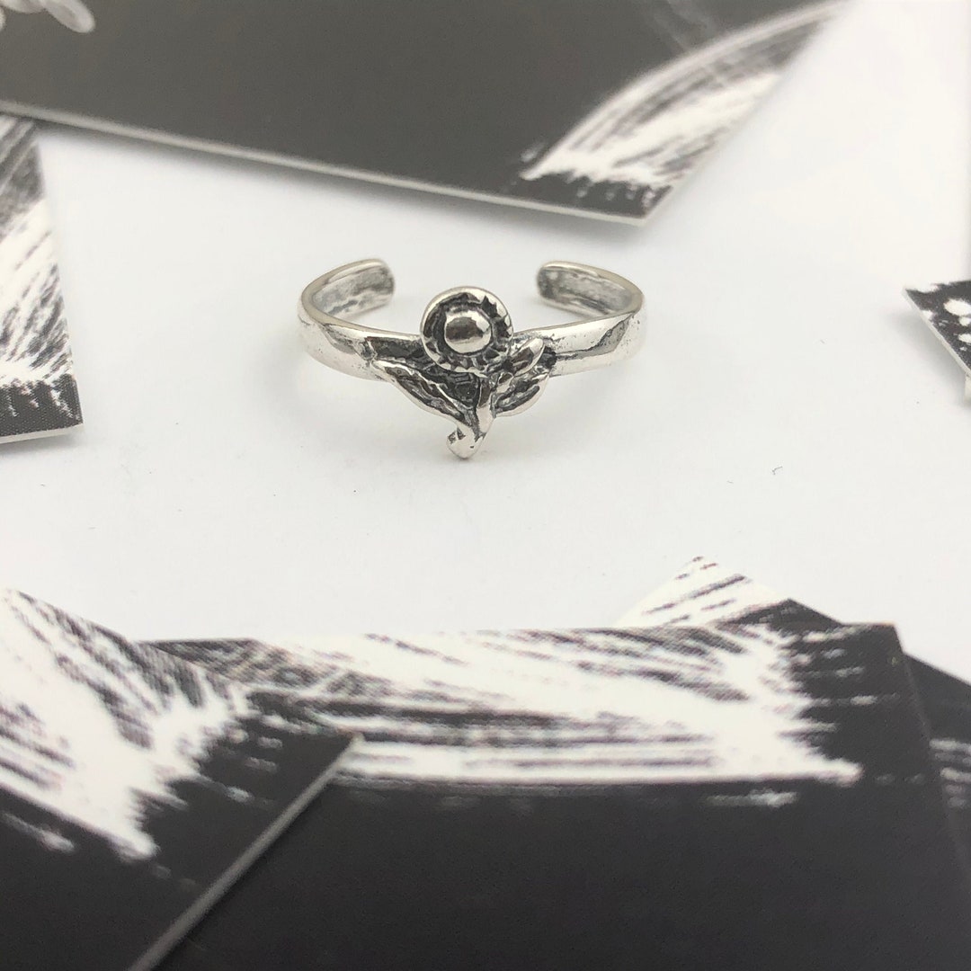 Toe Ring Sterling Silver Sunflower Toe Ring - Etsy