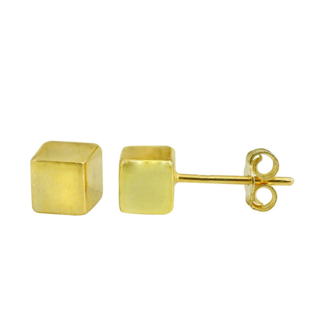 Aretes de cubo aretes de plata esterlina aretes de oro aretes simples ...