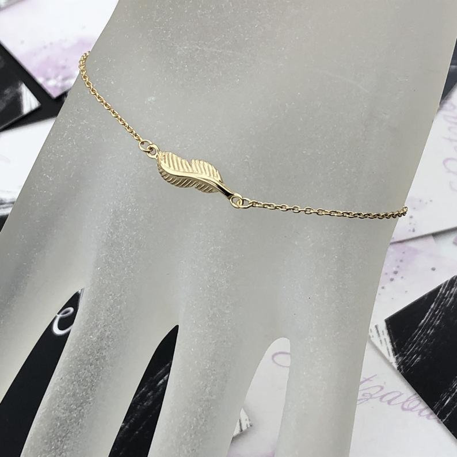 Feather Bracelet Sterling Silver Bracelet Gold Bracelet | Etsy