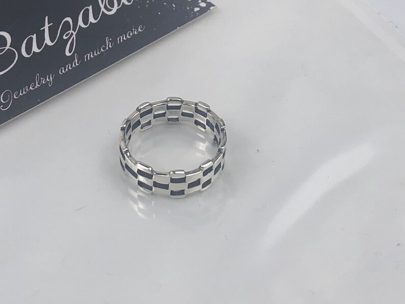 Checkered Ring 925 Sterling Silver Ring Checkered Band - Etsy
