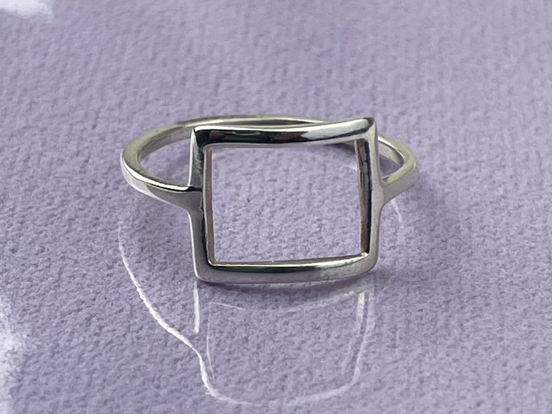 Modern Square Ring 925 Sterling Silver Ring High Polish Ring - Etsy