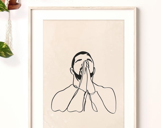 Drake Line Drawing Art Print Wall Art Minimal, Music Office Print ...
