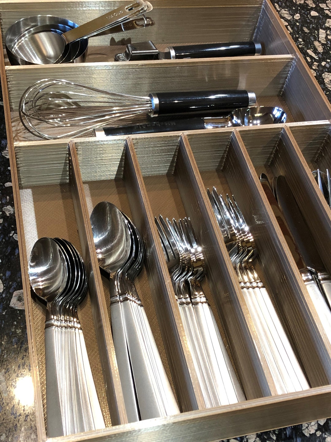 Custom Silverware Drawer Organizer, Shown in Bronze. - Etsy