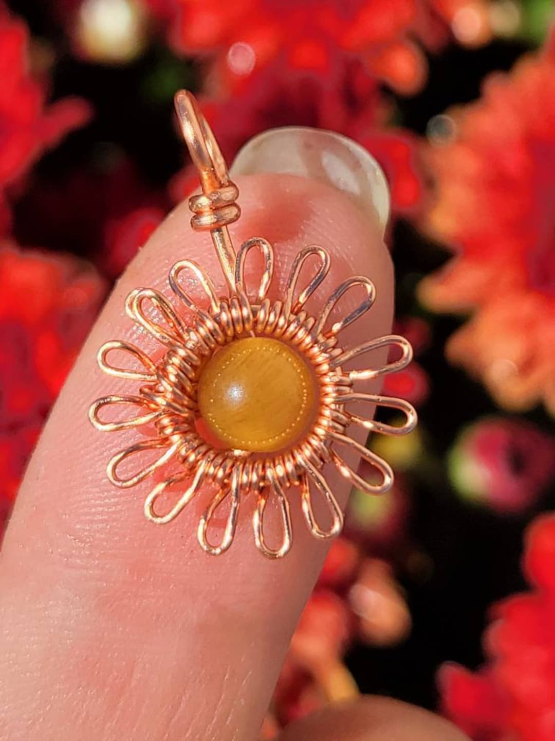 Sunflower Pendant. Wire Wrapped Sunflower Pendi, Wire Wrapped Flower ...