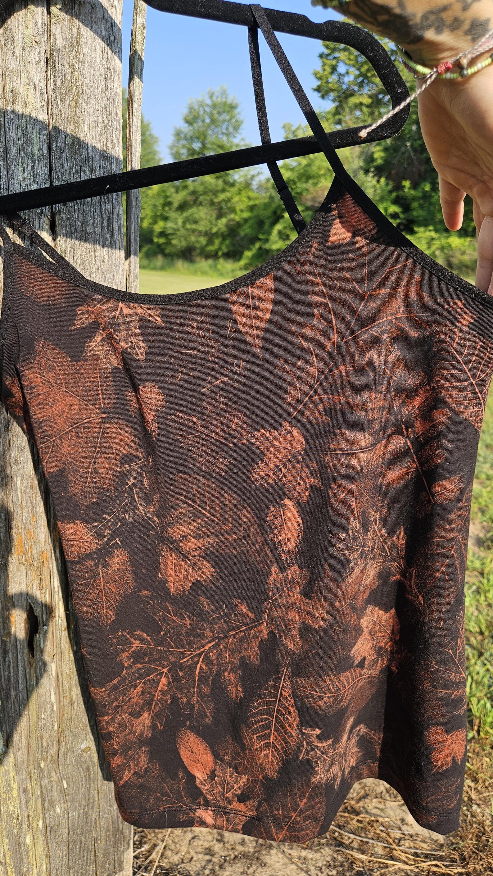 Leaf Bleach Tank Top, Leaf Print Bleached Tank, Bleach Dyed Leaf Tank ...