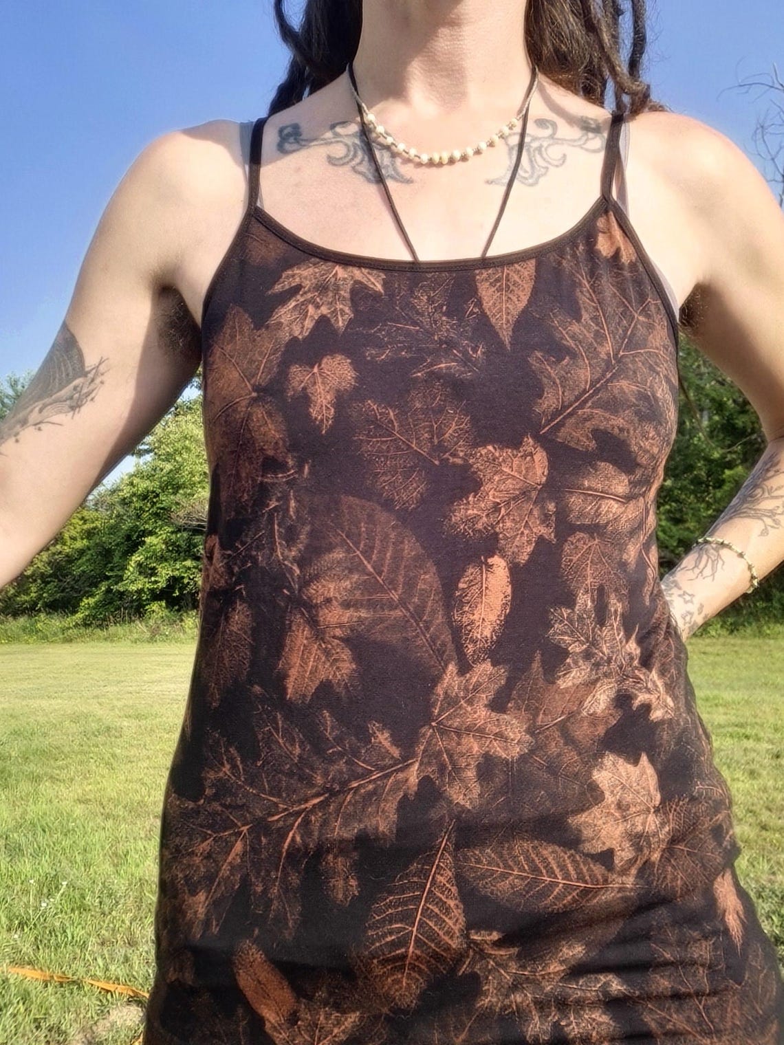 Leaf Bleach Tank Top, Leaf Print Bleached Tank, Bleach Dyed Leaf Tank ...
