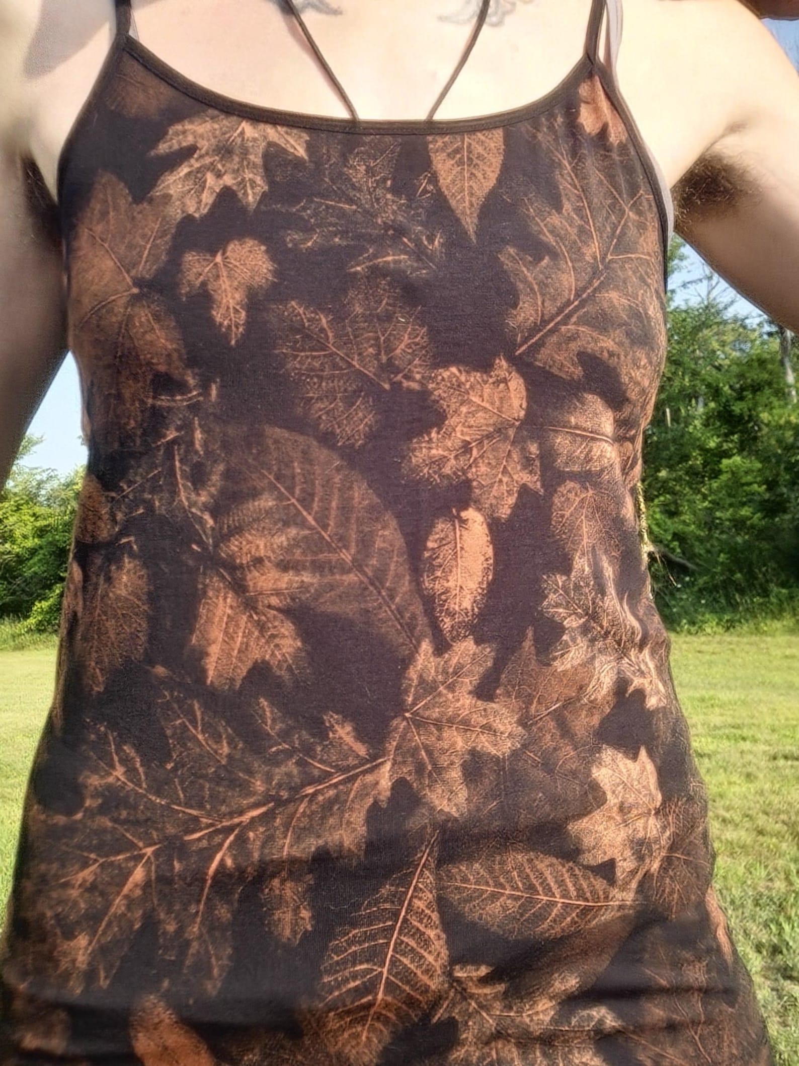 Leaf Bleach Tank Top, Leaf Print Bleached Tank, Bleach Dyed Leaf Tank ...