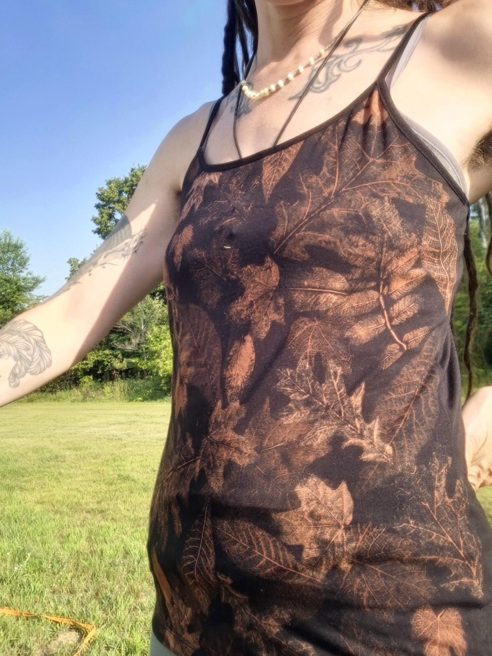 Leaf Bleach Tank Top, Leaf Print Bleached Tank, Bleach Dyed Leaf Tank ...