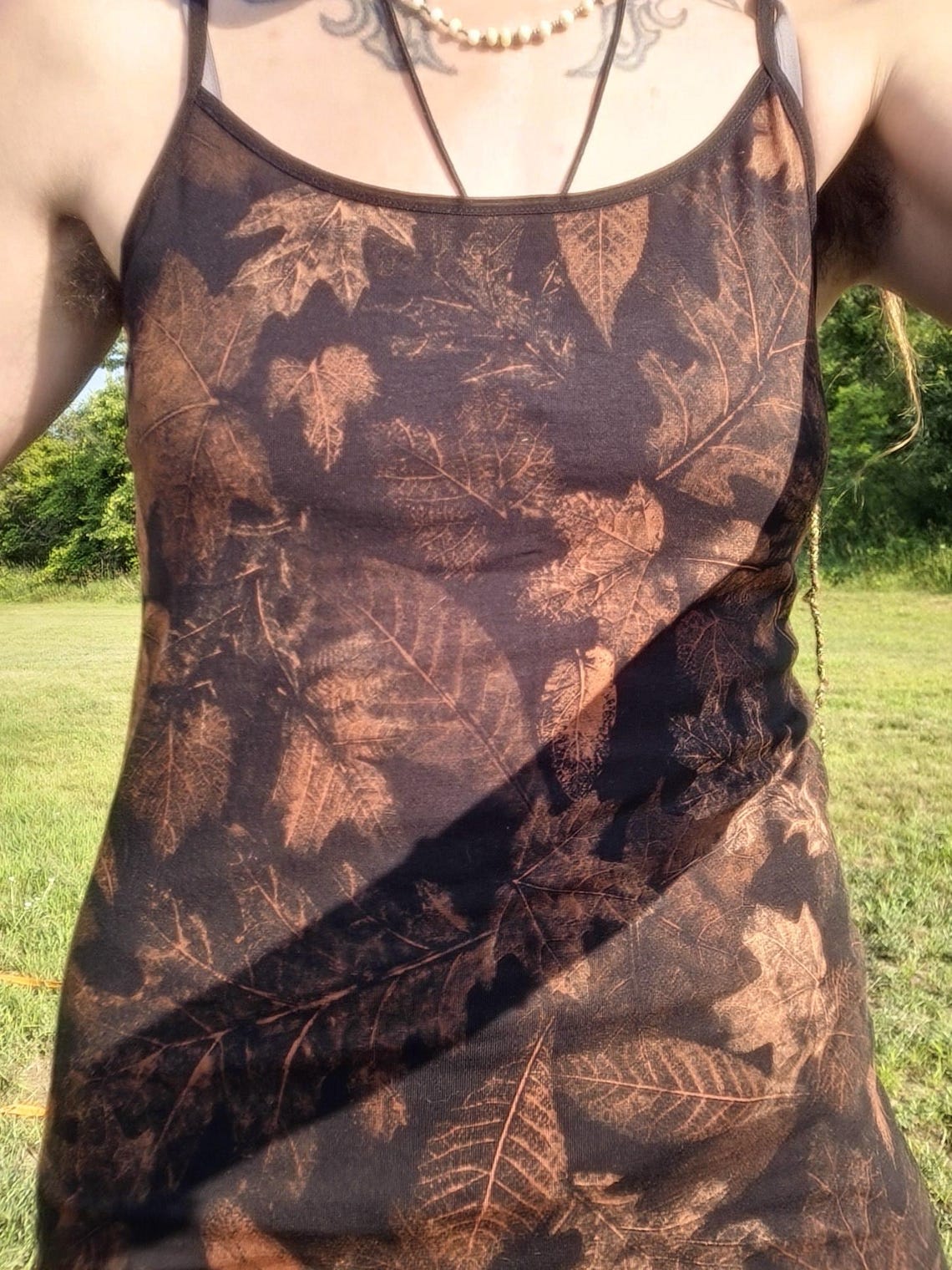 Leaf Bleach Tank Top, Leaf Print Bleached Tank, Bleach Dyed Leaf Tank ...