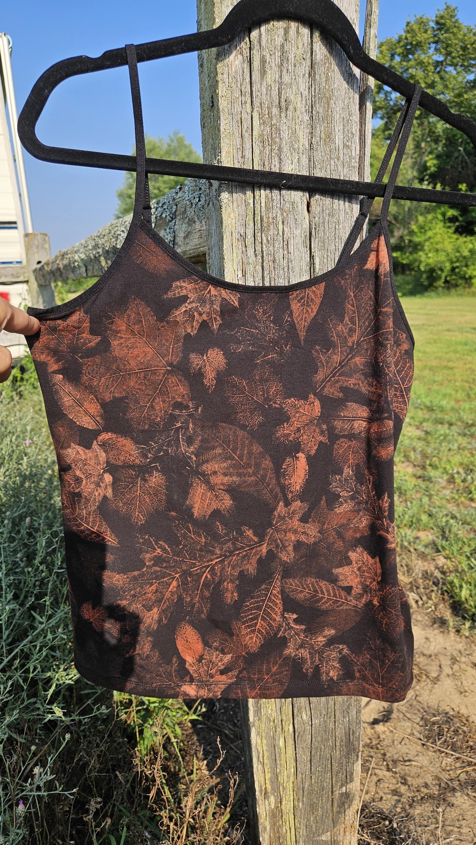 Leaf Bleach Tank Top, Leaf Print Bleached Tank, Bleach Dyed Leaf Tank ...