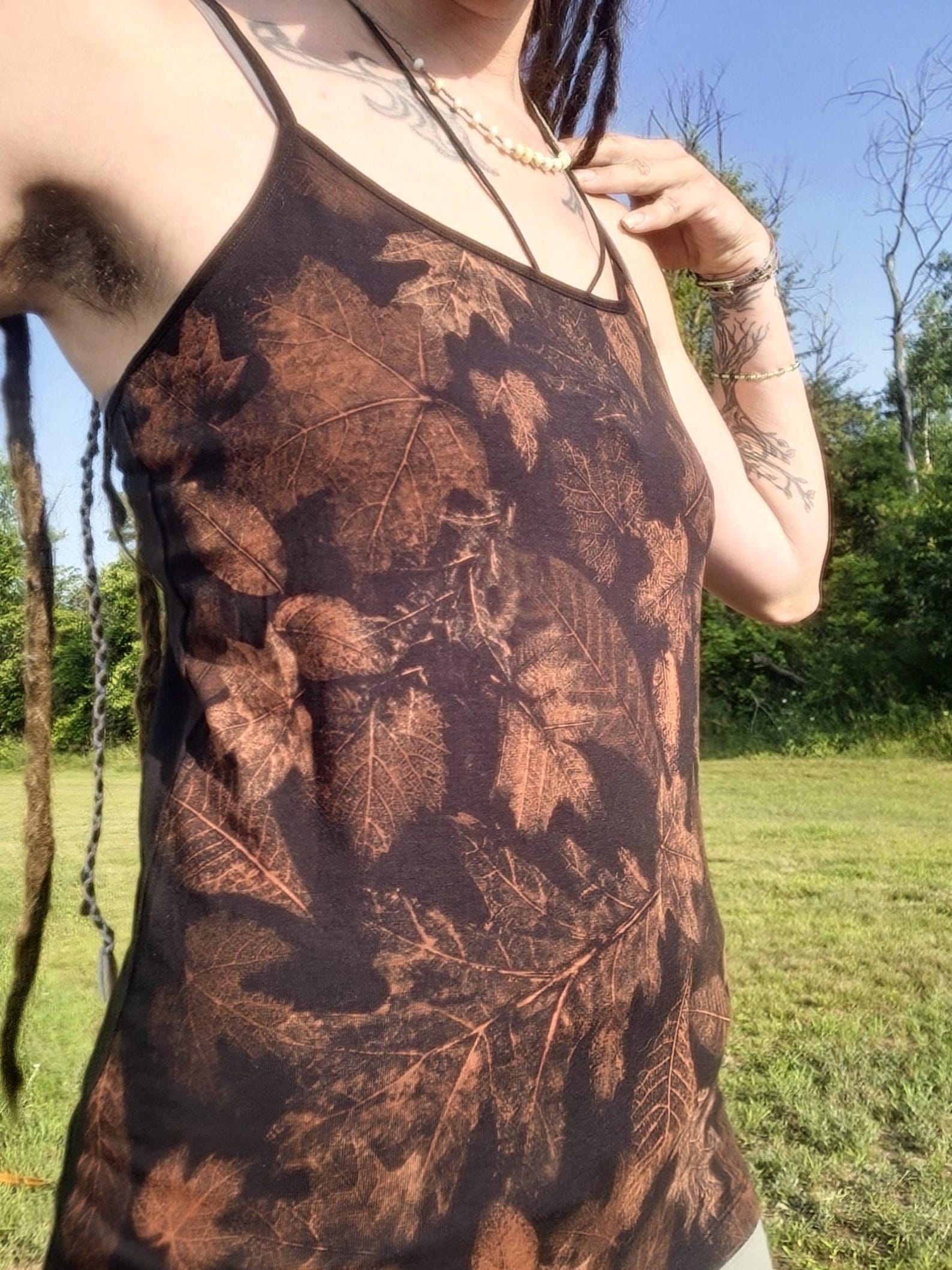 Leaf Bleach Tank Top, Leaf Print Bleached Tank, Bleach Dyed Leaf Tank ...