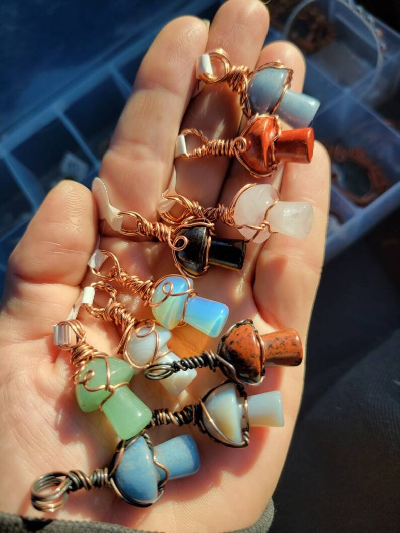 Mushroom Pendants Wire Wrapped Mushroom Pendant Wire Weaved - Etsy