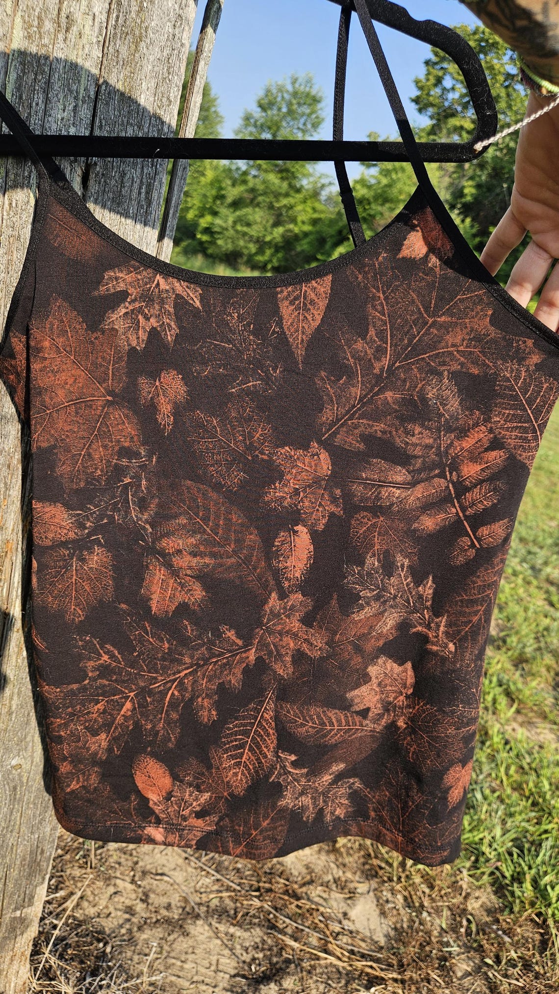 Leaf Bleach Tank Top, Leaf Print Bleached Tank, Bleach Dyed Leaf Tank ...