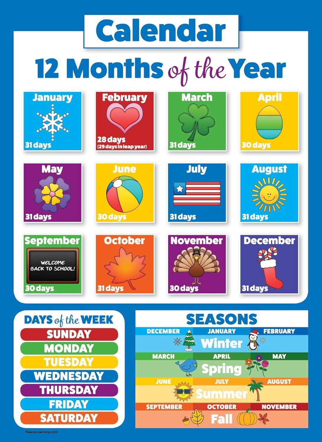 2 Pack - World Map Poster for Kids [illustrated] + Days of the Week ...