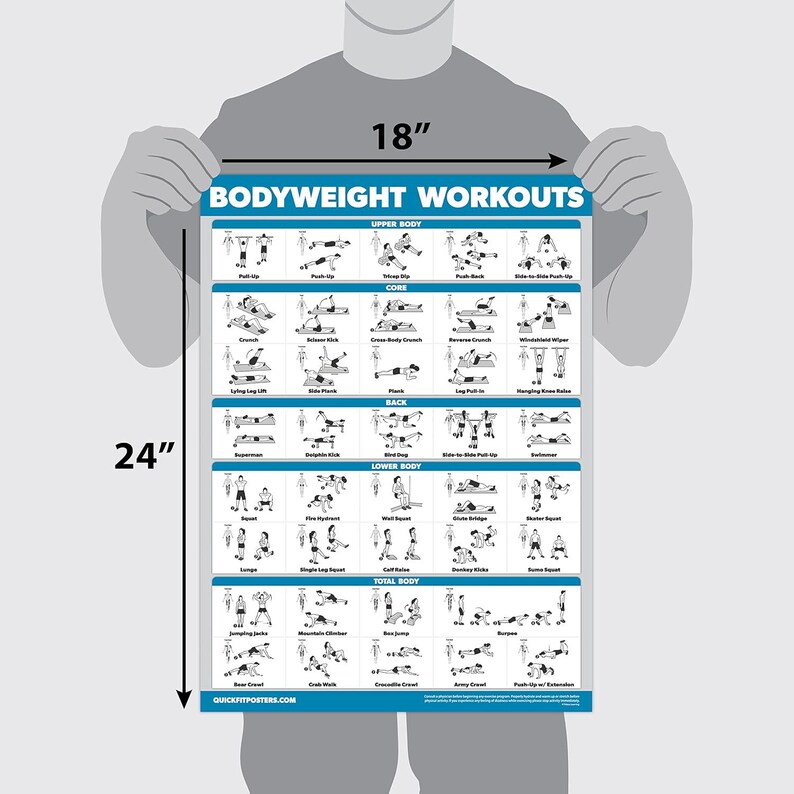3 Pack: Bodyweight Workout Posters Volume 1 & 2 + Stretching Exercises ...
