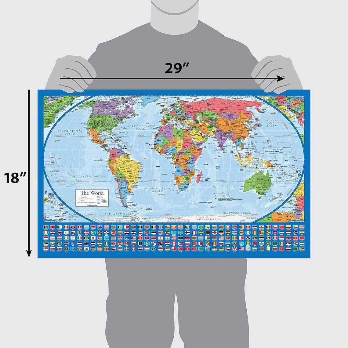 Equal Earth World Map Poster (18" X 29", Laminated) - Map Design Shows ...