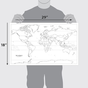 2 Pack - Blank World Map Outline Poster + Simplified World Map for Kids ...