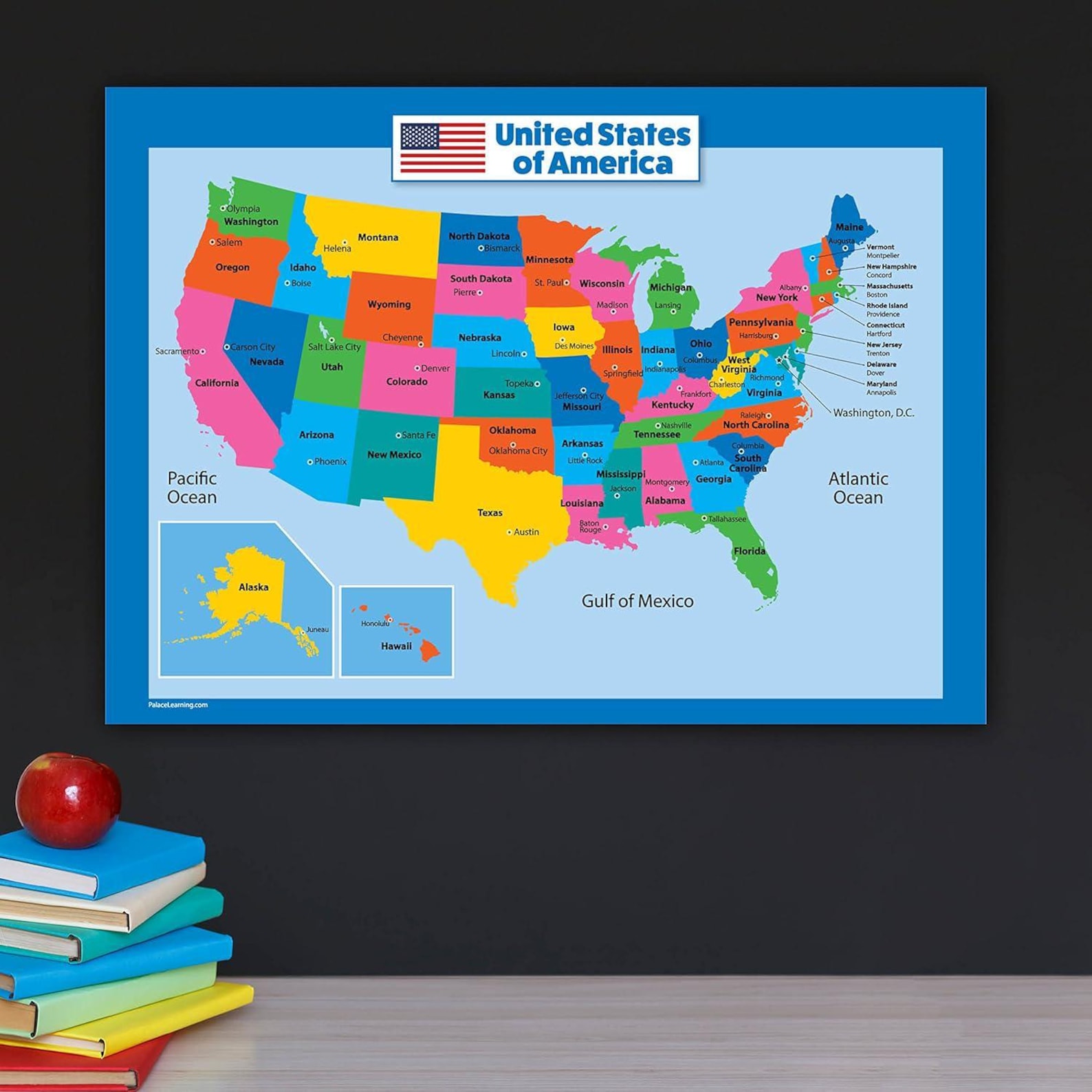 USA Map for Kids - LAMINATED - United States Wall Chart Map (18 X 24 ...