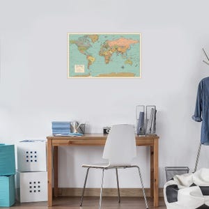 3 Pack - World & USA Map Chart [tan/color] + Antique Style USA Map ...