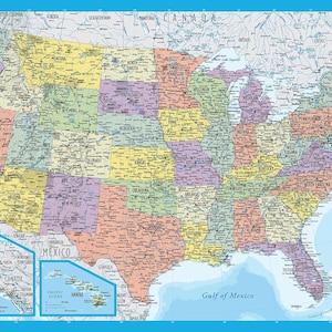 Laminated United States Map Poster - US Map Wall Chart - Made in the ...
