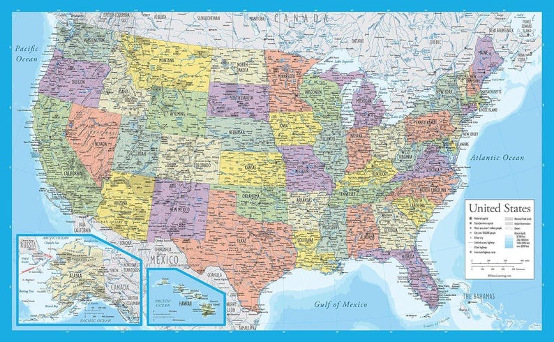 Laminated United States Map Poster - US Map Wall Chart - Made in the ...