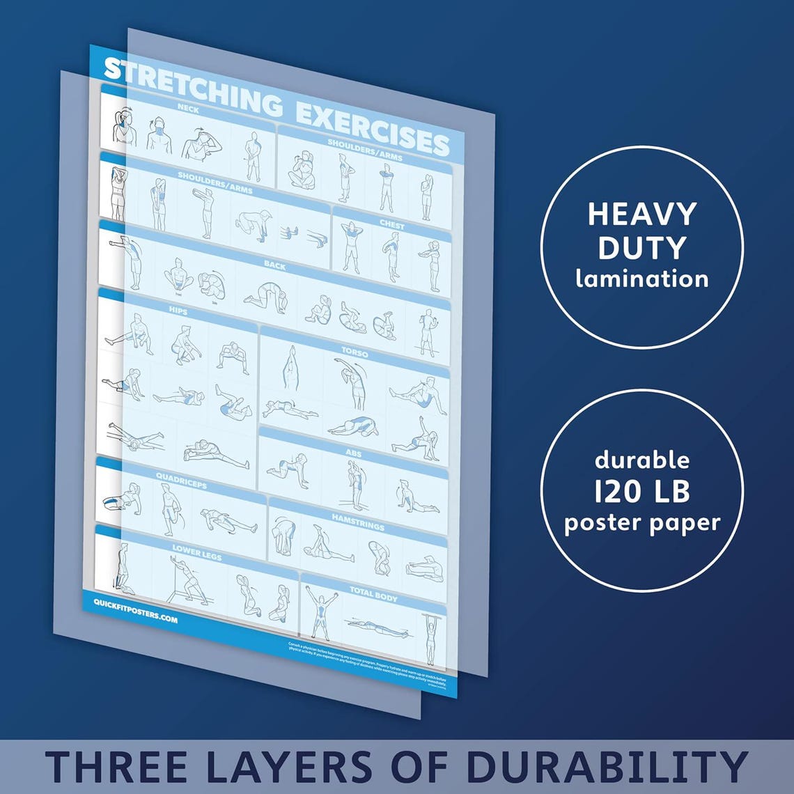 Quickfit 2-pack Stretching & Sliding Bench Workout Posters - Compatible ...