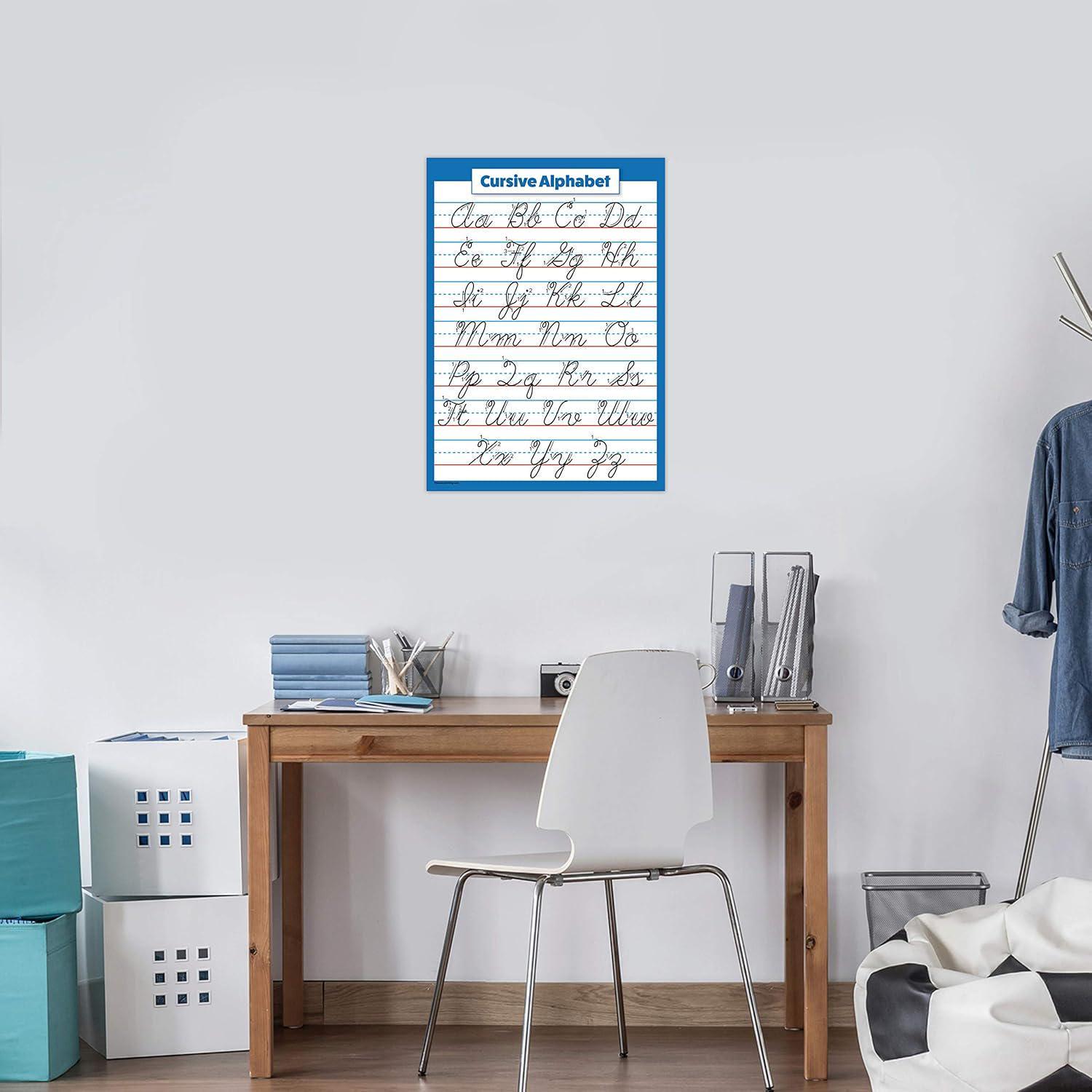 2 Pack - Multiplication Tables Poster + Cursive ABC Alphabet Chart ...