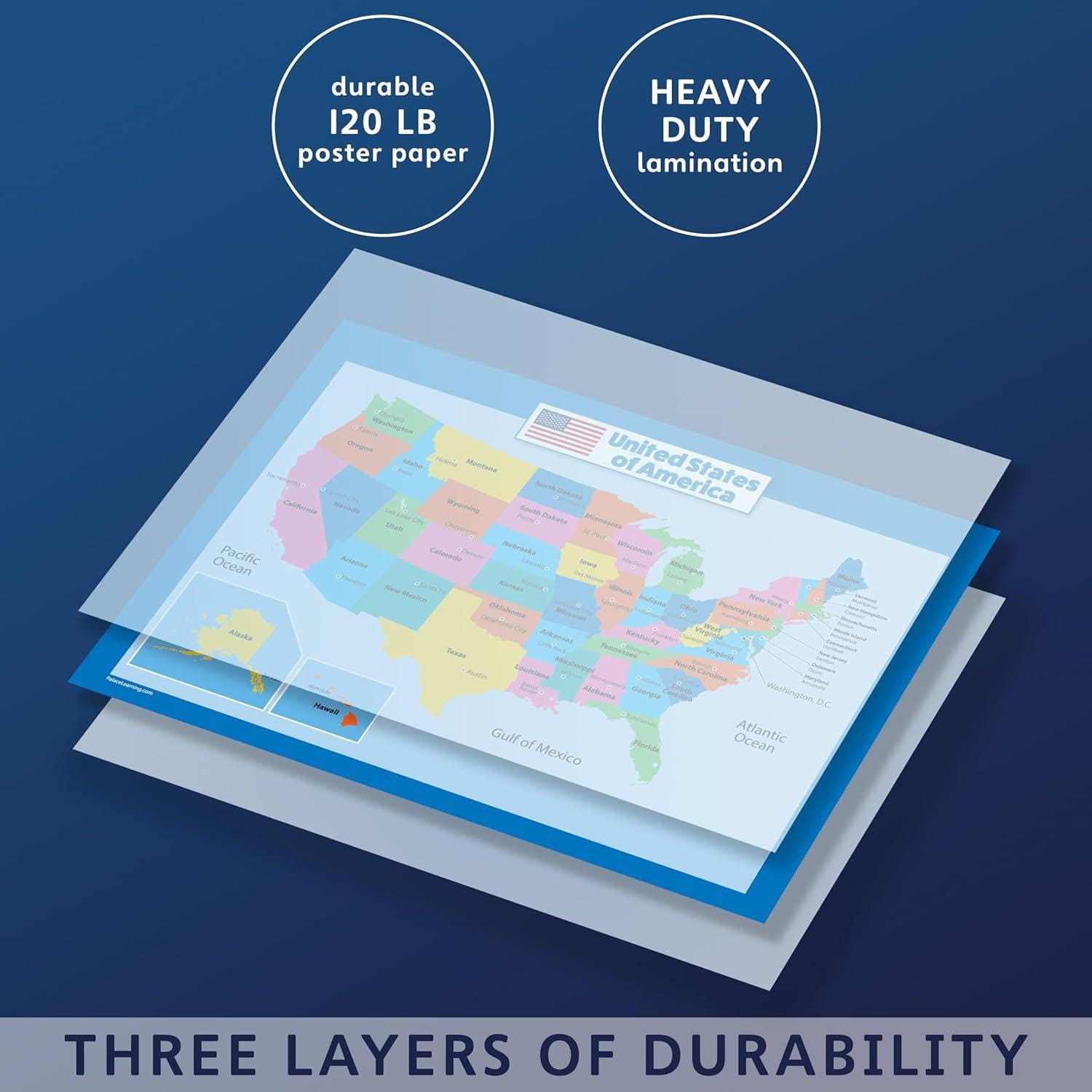 USA Map for Kids - LAMINATED - United States Wall Chart Map (18 X 24 ...