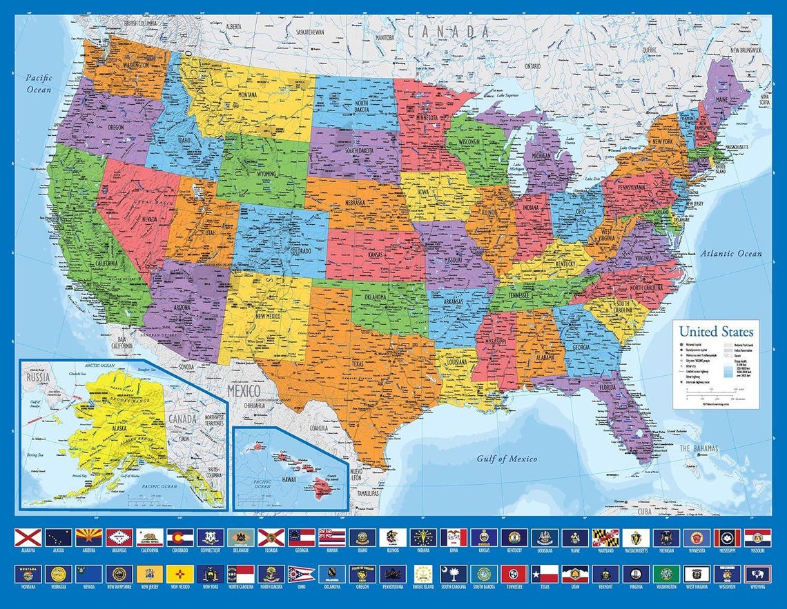 Giant USA Map - Mega Map of the United States of America - US Map Chart ...