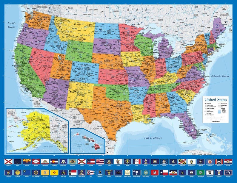 Giant USA Map - Mega Map of the United States of America - US Map Chart ...