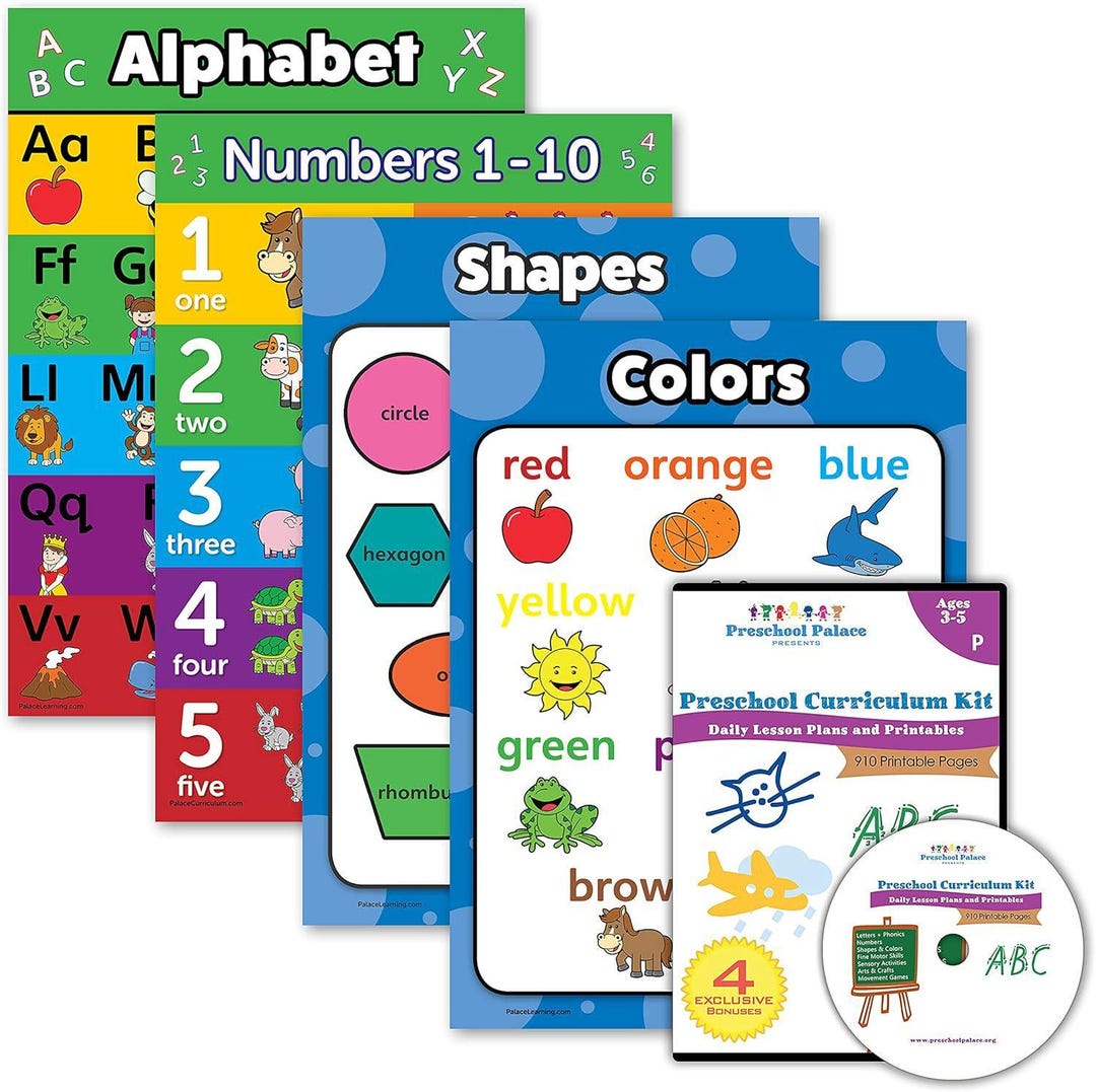 5-pack Preschool Curriculum Kit on CD & ABC, Numbers 1-10, Shapes and ...