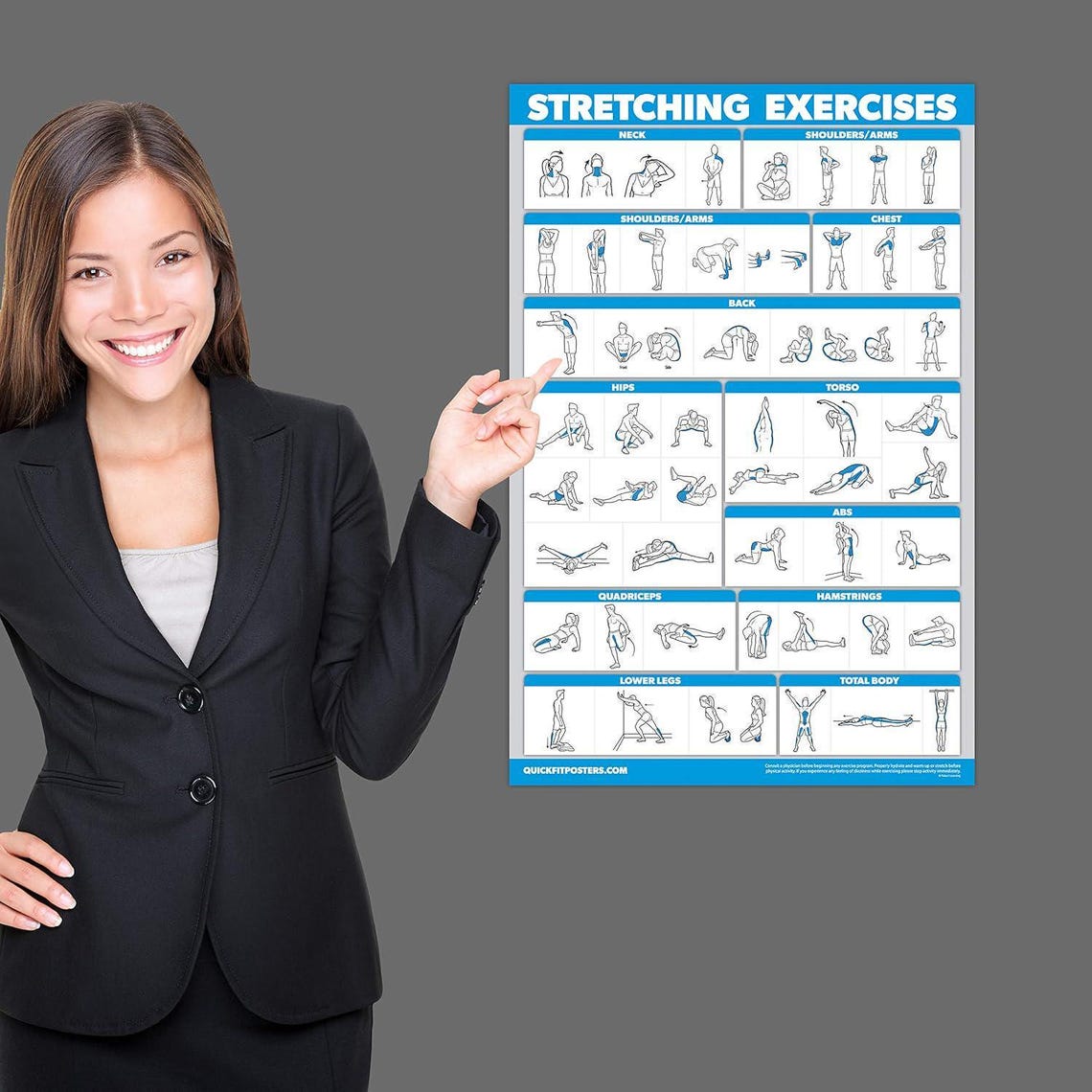 QUICKFIT Yoga Poses and Stretching Exercise Poster Set - Laminated 2 ...