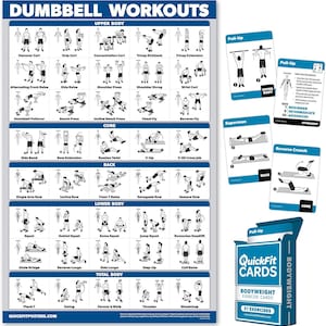 2 Pack Dumbbell Workout Poster Laminated 18 X 24 & Bodyweight Exercise ...