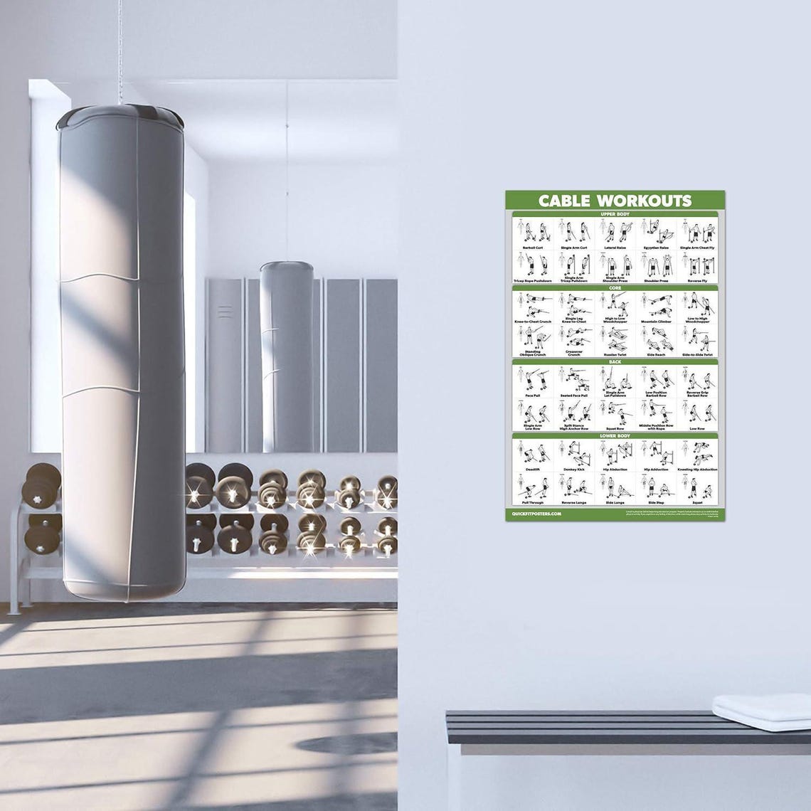 QUICKFIT Workout Poster Cable Machine, an Exercise Chart for Cable ...