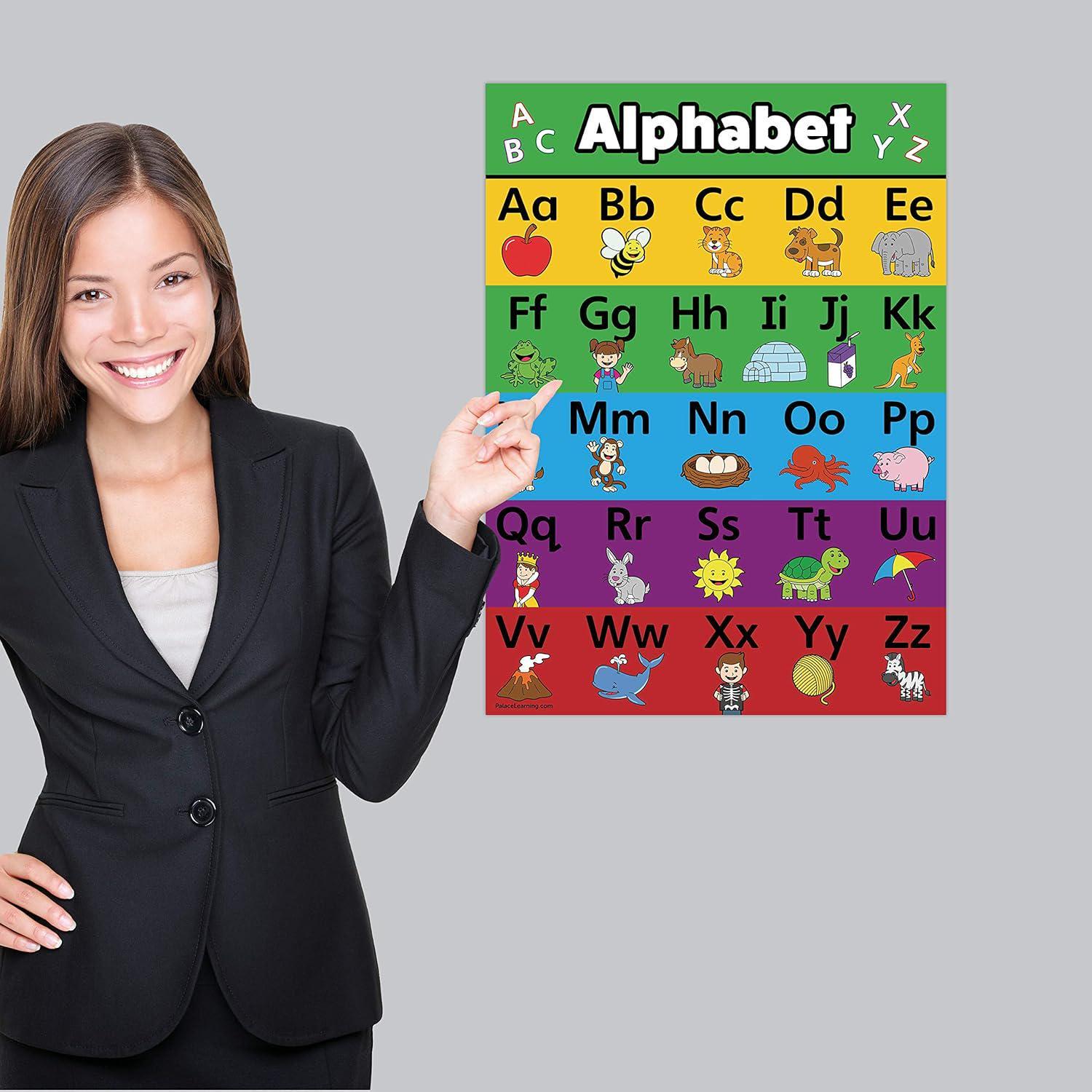 3 Pack - ABC Alphabet + Numbers 1-100 + Shapes Poster Set - Toddler ...