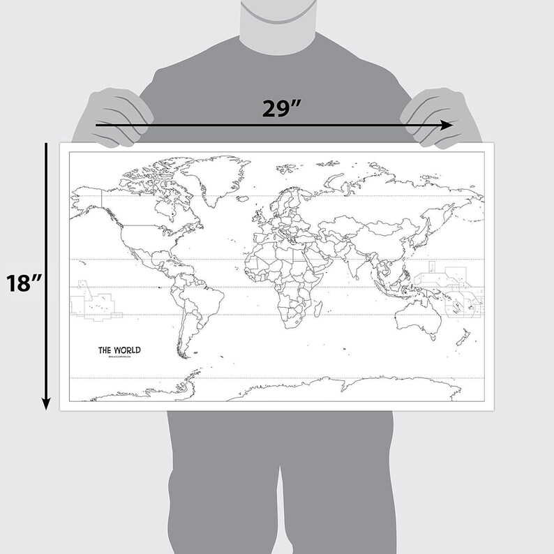 4 Pack - USA and World Map Blank Outline Posters + Illustrated USA ...