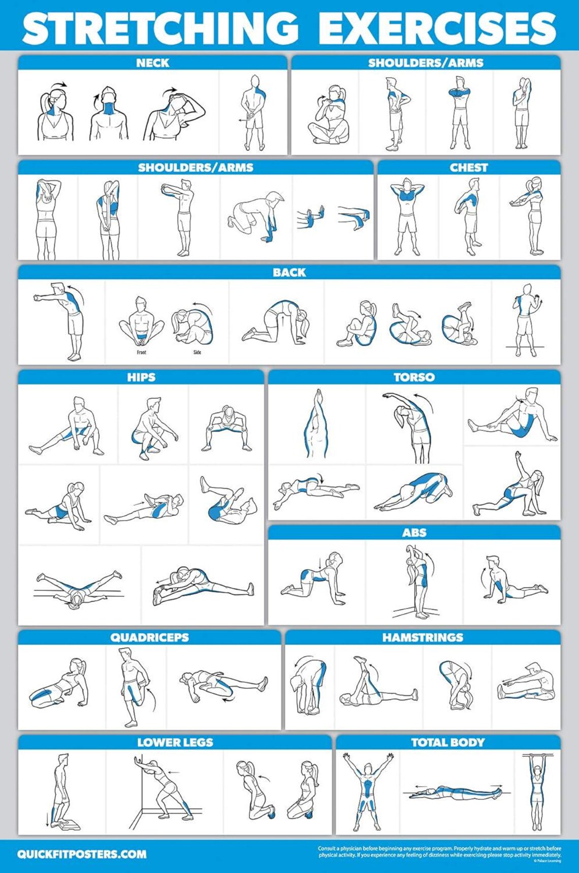 3 Pack: Bodyweight Workout Posters Volume 1 & 2 + Stretching Exercises ...