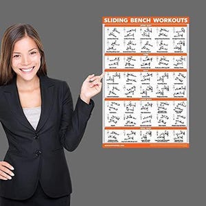 QUICKFIT Sliding Bench Workout Poster - Incline Bench Exercise Chart ...