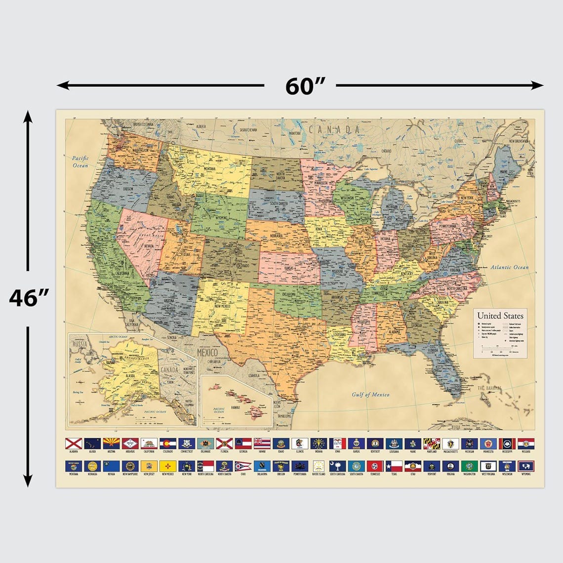 Giant USA Map Mega Map of the United States of America US Map Chart ...
