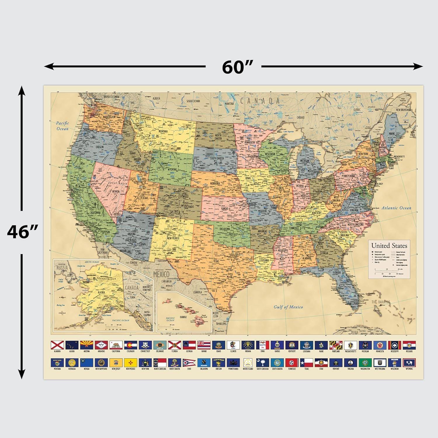 Giant USA Map - Mega Map of the United States of America - US Map Chart ...
