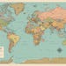 World Map Poster Chart [tan/color] (LAMINATED, 18" X 29") - Etsy