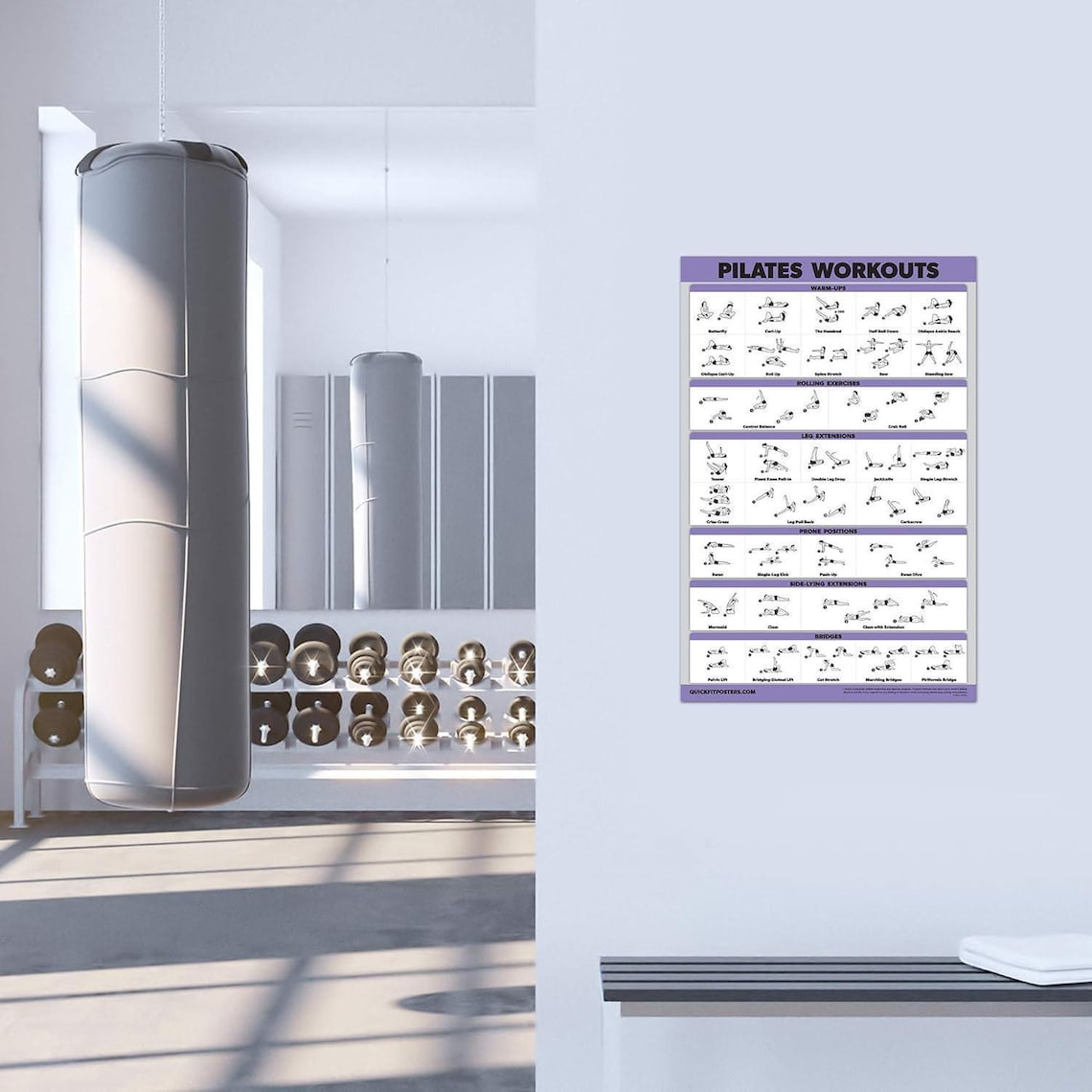 Quickfit Pilates Workout Poster - Pilates Mat Work Exercises (laminated ...