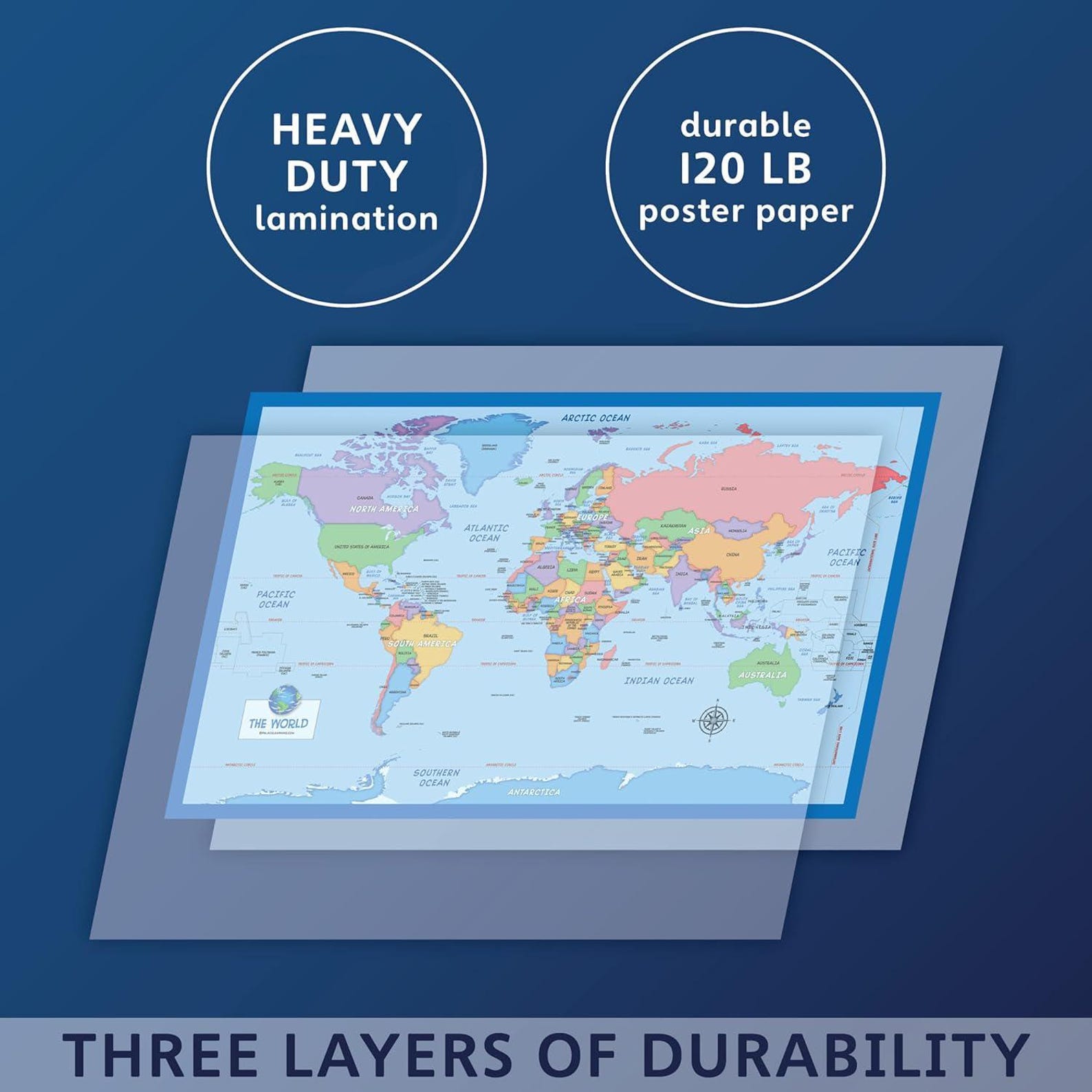 2 Pack - Blank World Map Outline Poster + Simplified World Map for Kids ...