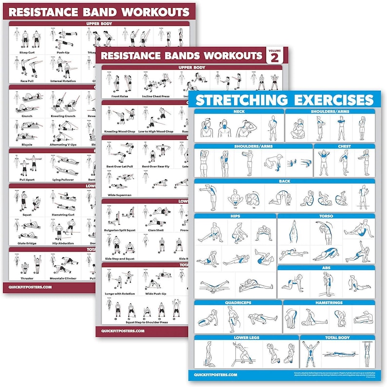 3 Pack: Resistance Bands Workouts Volume 1 & 2 + Stretching Exercises ...
