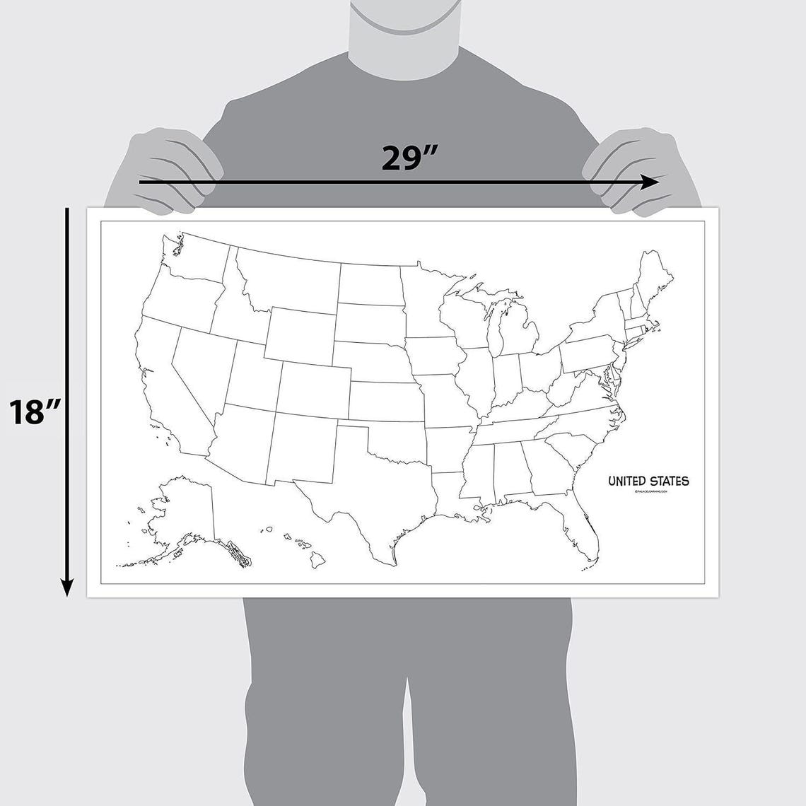 2 Pack - Blank USA Map Outline Poster + Simplified USA Map for Kids ...