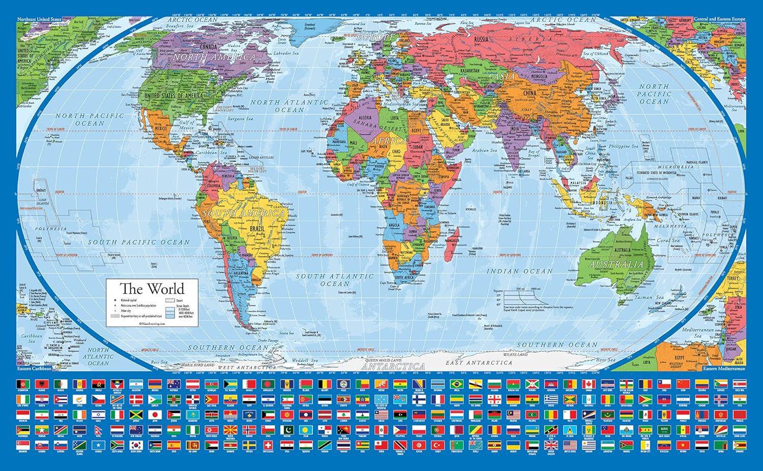 Equal Earth World Map Poster (18" X 29", Laminated) - Map Design Shows ...