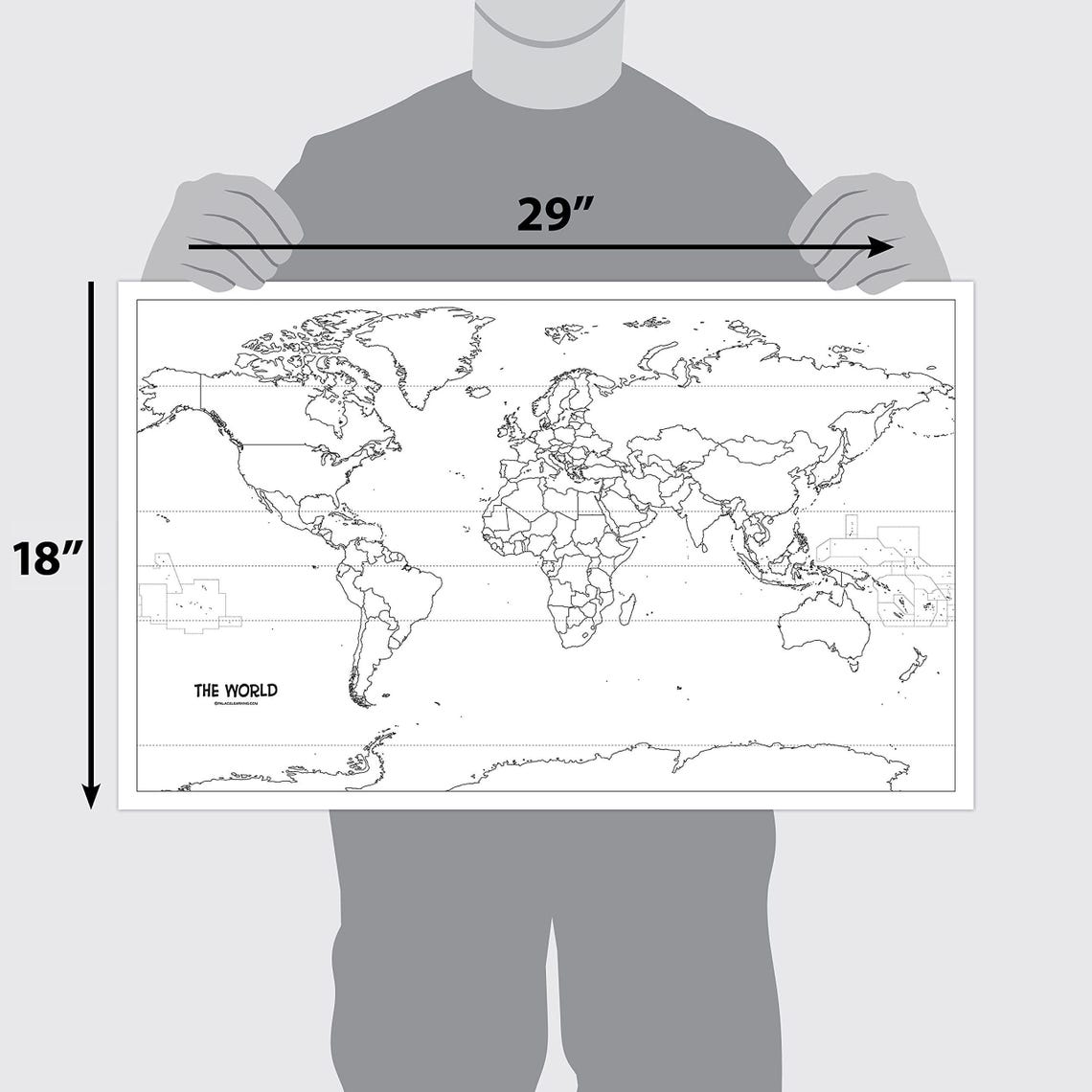 Laminated Blank World Map Outline Poster - 18" X 29" - (for Use With ...